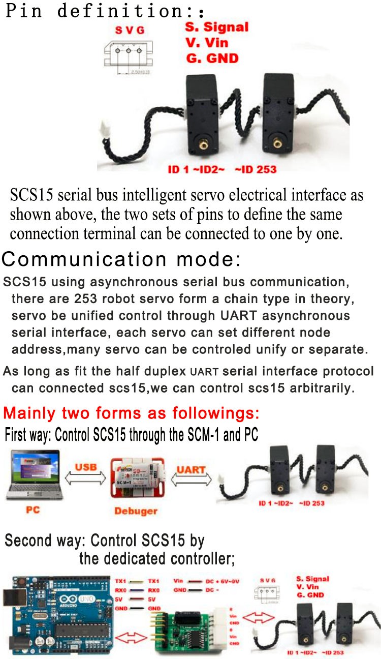 Feetech SCS15 Servo 10cm 3 Pin Cable for SCS smart control RC Servo from China Manufacturer ...