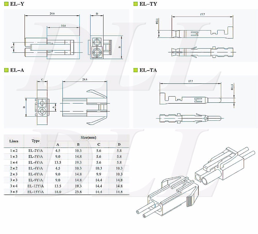 Jst EL 4.5MM ELR-02V ELP-03V ELP-04 Wire-to-Wire Connectors
