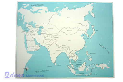 Montessori Equipment -asia Control Map (labeled),Map,Educational ...