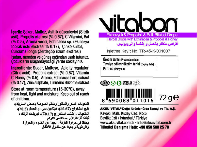 Hard Sweet Candy Vitabon Herbal Drops with Echinacea & Propolis & Honey Candy Sweet,Turkey Aksu ...